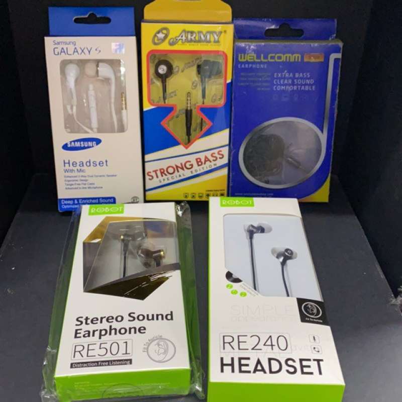 Jual Headset Earphone With Mic Super Bass Merek Samsung Wellcomm Army ...