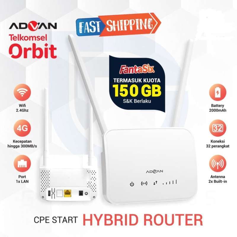 Jual Advan Router Cpe 20 4g Lte + Wlan+ Telkomsel Data 150gb Orbit Di ...