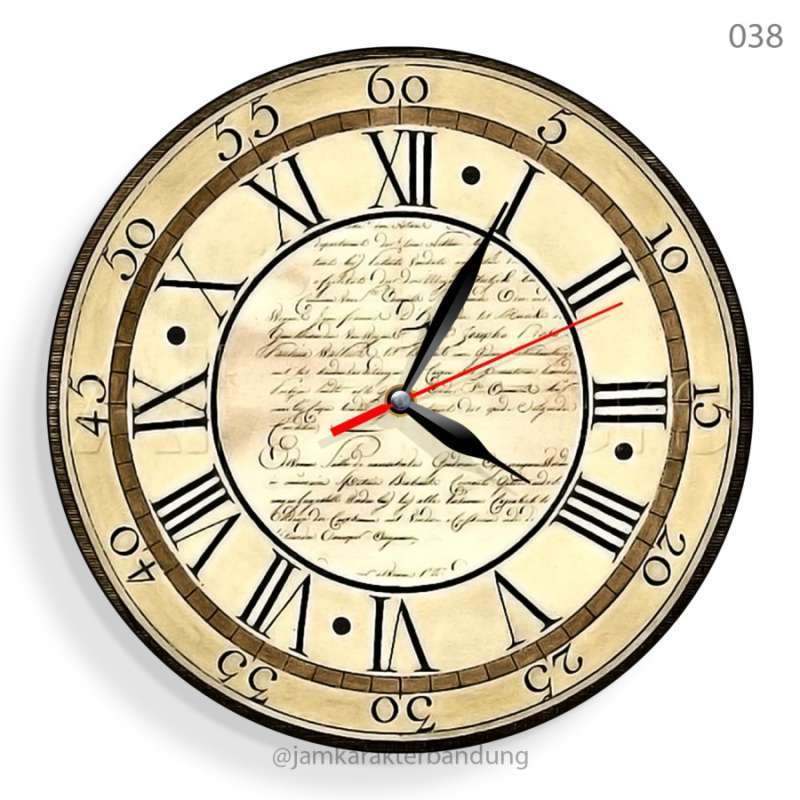 Jual 038 Jam Dinding Kayu Unik Angka Romawi Motif Vintage Classic Retro ...