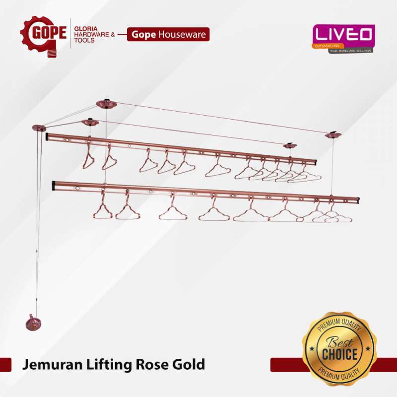 Jual LIVEO LV 688 JEMURAN LIFTING ALUMUNIUM ROSE GOLD 2.4 METER di ...