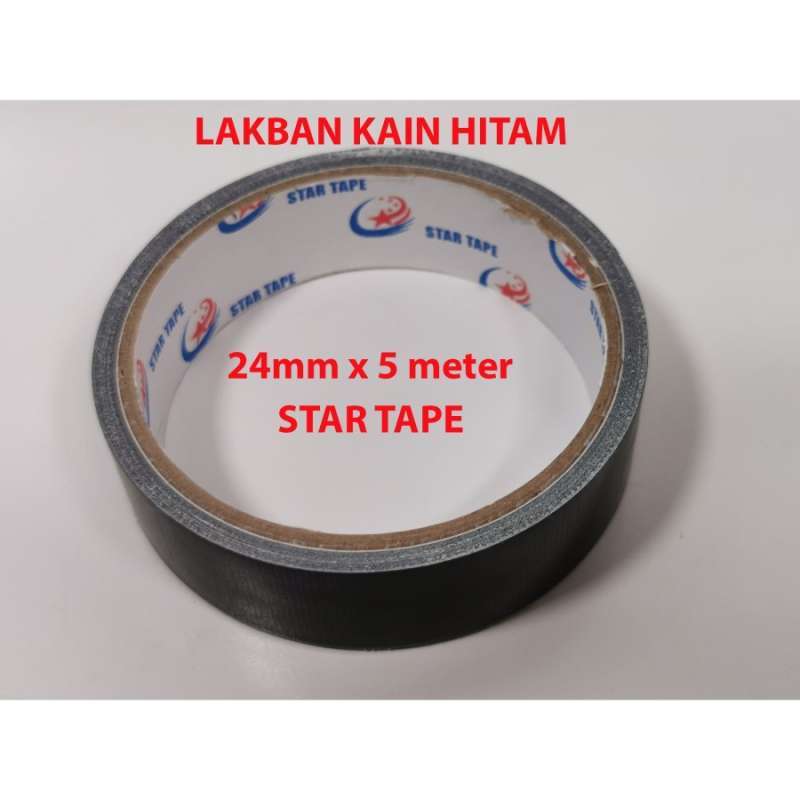 Promo lakban kain hitam 24mm x 5 meter STAR TAPE cloth tape - Hitam ...