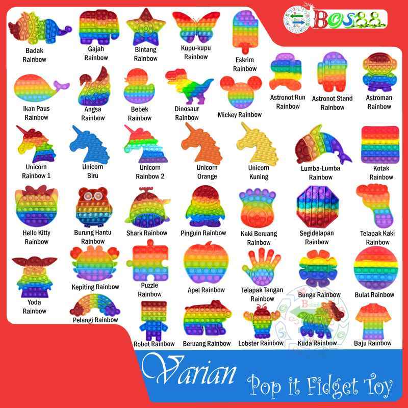 Promo Pop It Murah Rainbow Fidget Push / Pop Its Fidget Toy Push Bubble ...