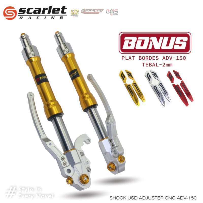 Jual Scarlet Racing - Shock Upside Down Skok Depan Usd Adjuster Cnc Adv 150 Black Gold Red ...