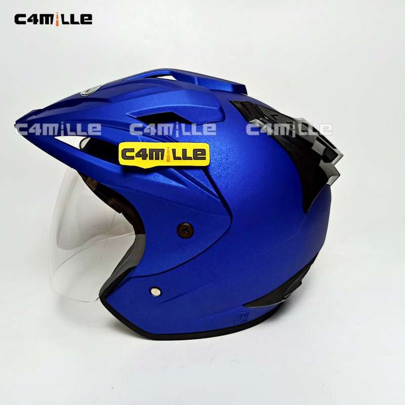 Jual HELM GODZILLA SOLID BLUE DOFF HALF FACE MURAH SNI SATU KACA di ...