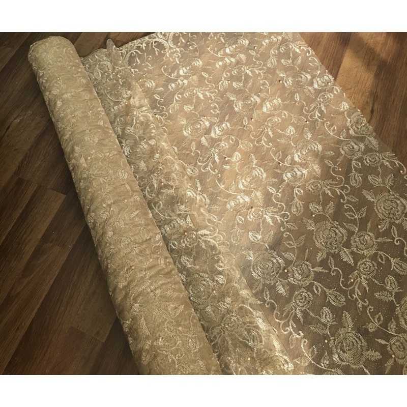 Jual Bahan Kain Kebaya Brokat Tile Mutiara Gliter Rose Flower warna ...