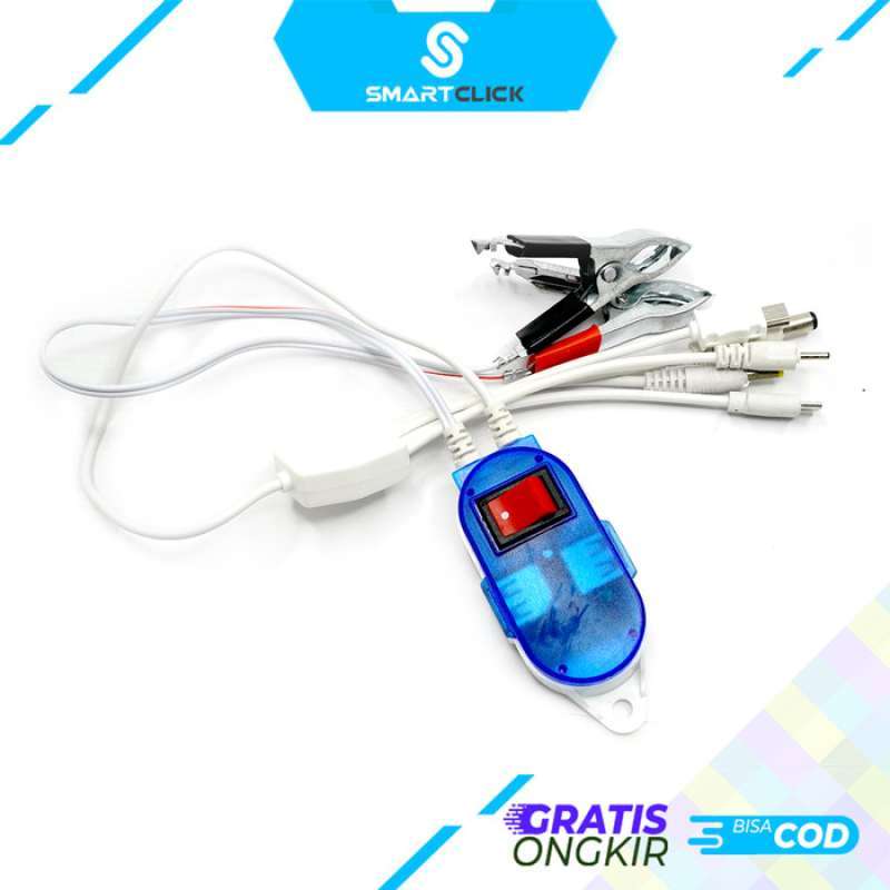 Promo Charger HP Aki Motor 2 Port USB dan Kabel 6in1 DC Switch Protect ...