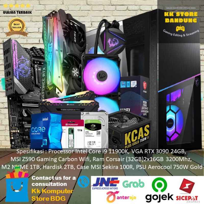 Jual CPU Gaming Intel Core i9 11900K Feat RTX 3090 24GB PC Gaming ...