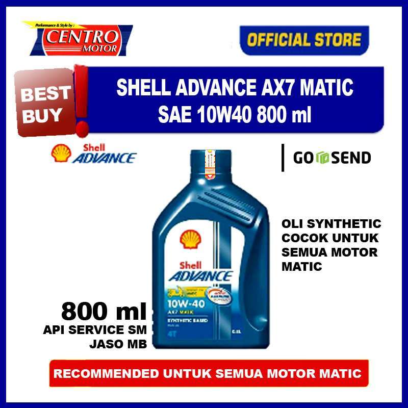 Jual SHELL ADVANCE AX7 MATIC 10W40 800ml.OLI MOTOR MATIC YAMAHA/SUZUKI ...