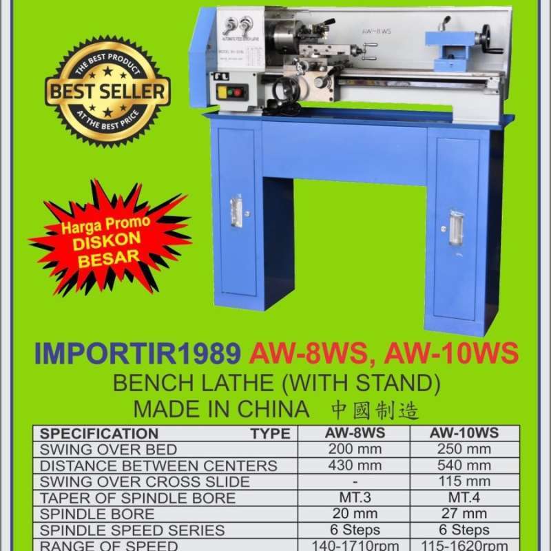Jual Mesin Bubut Besi Logam Bench Lathe With Stand AKS - YY8WS di ...