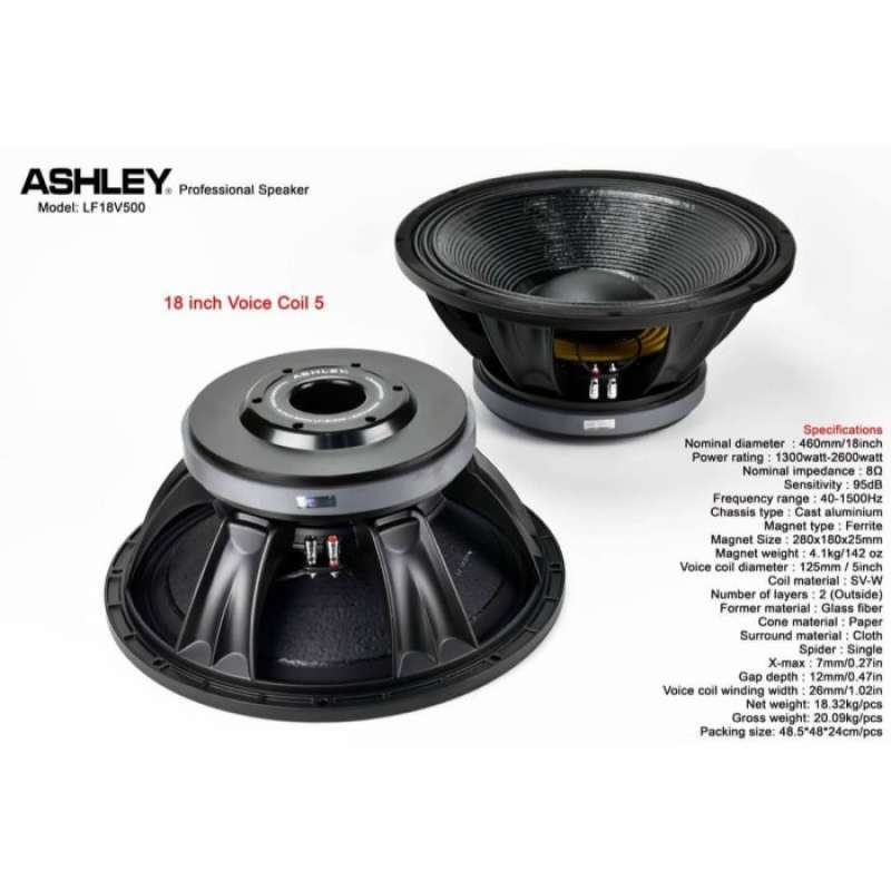 Jual Speaker Subwoofer Ashley 18 Inch LF18V500 18V500 Original di ...