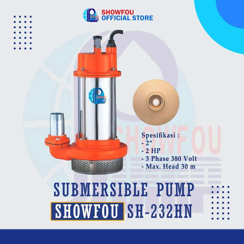 Jual SHOWFOU CENTRIFUGAL PUMP SH-232 2 HP, 3 Phase 1.5 kWatt 2 Inch di ...