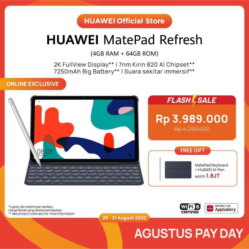 Jual HUAWEI MatePad Refresh Tablet [4+64GB] | 10,4 inci | 2K FullView ...