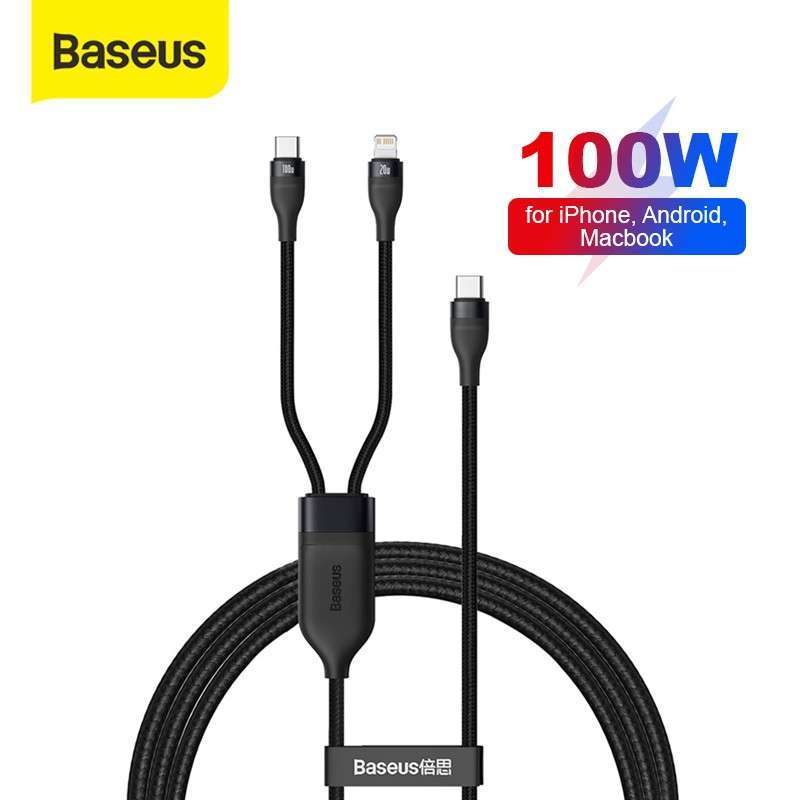Jual Baseus Flash Series Kabel Data 2in1 Fast Charging Type C Lightning ...