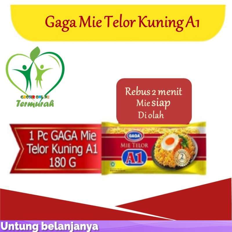 Jual Gaga Mie telor kuning A1 180g/ Mie kemasan untuk mie rebus di ...