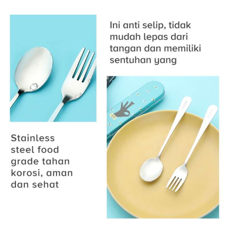 Jual MINISO Set Peralatan Makan Sendok Dan Garpu Mudah Dibawa Besi ...