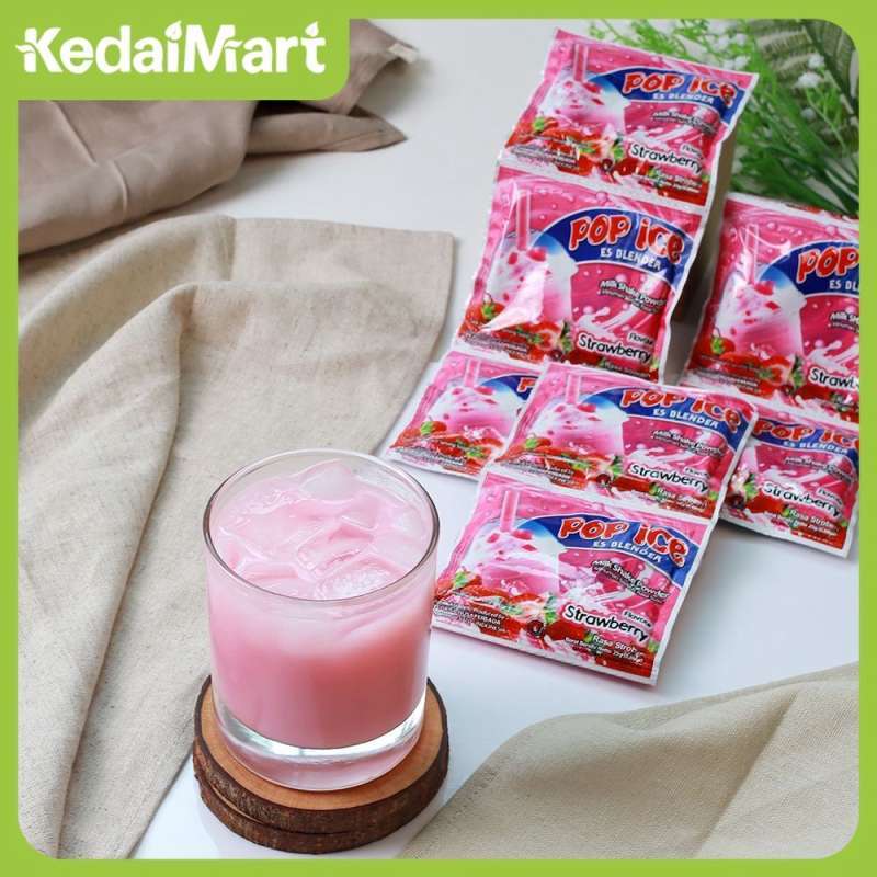 Jual Pop Ice Minuman Es Blender Rasa Strawberry 10 Pcs X 25 Gram di ...