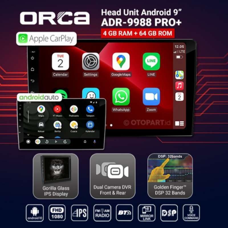Promo Head Unit Android 9 inch Orca Pro Pluss + DVR Ram 4/64GB Dual ...