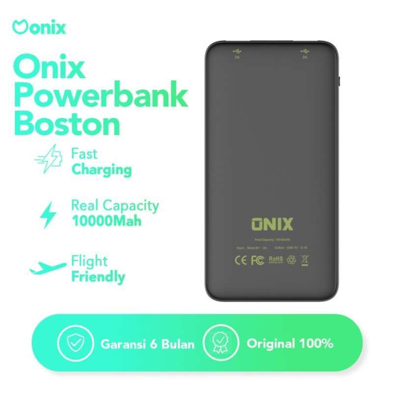 Jual Onix Powerbank Boston -Real 10000mAh Dual Output USB & Micro Input ...