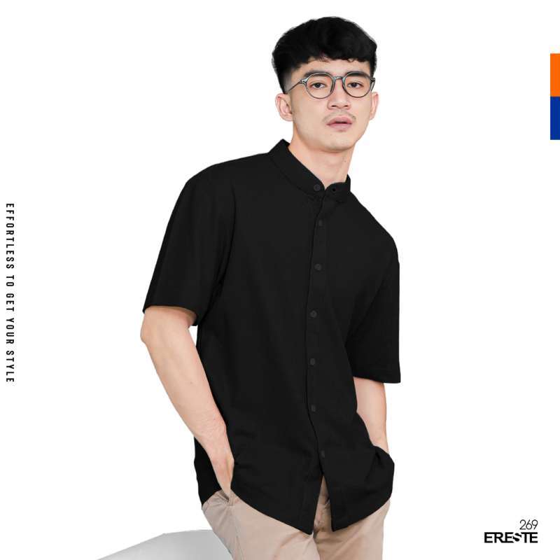 Promo Ereste269 Kemeja Pria Polos Kasual Original Distro Jevelin Hitam ...