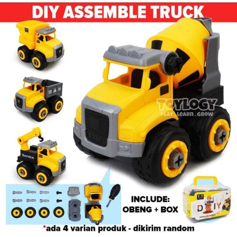 Jual Toylogy Mainan Anak Diy Rakit Assemble Truck Truk Konstruksi Mixer ...