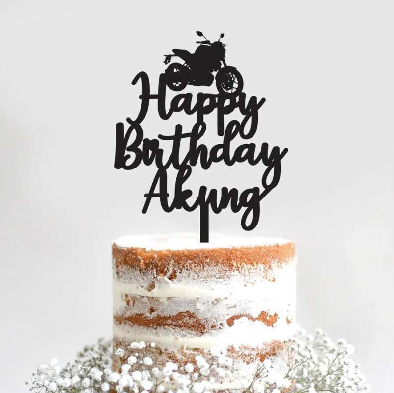 Jual Custom Cake Topper Nama Topper Nama Akrilik Motor - 20cm di Seller ...