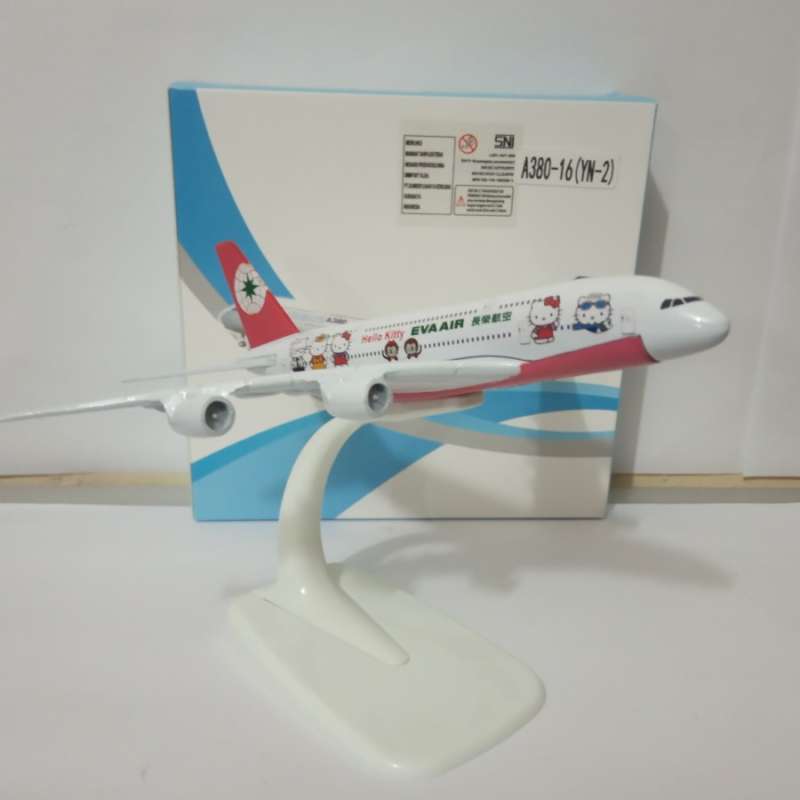 Jual Diecast pesawat Eva Air Hello Kitty Airbus A380 miniatur pesawat ...
