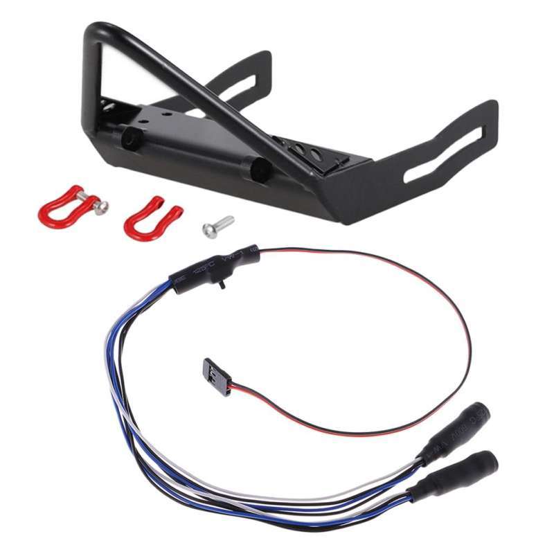 Jual Steel Front Bumper Bull Bar with Shackles+LED Light for 1/10 RC ...