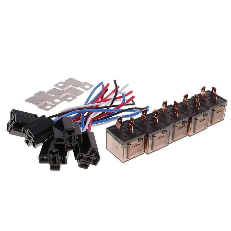 Jual 5 Set 12V DC 80A 80Amp 4-Pin SPST Automotive Car Relay 4 Wires ...