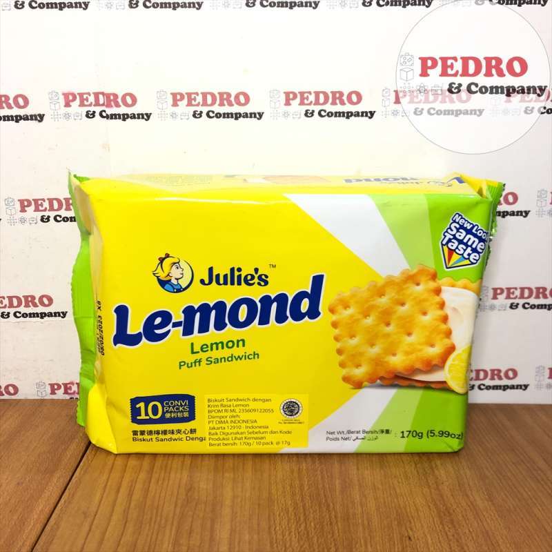 Jual Julies lemond lemon puff sandwich 170 gram - 10 pack biskuit lemon ...