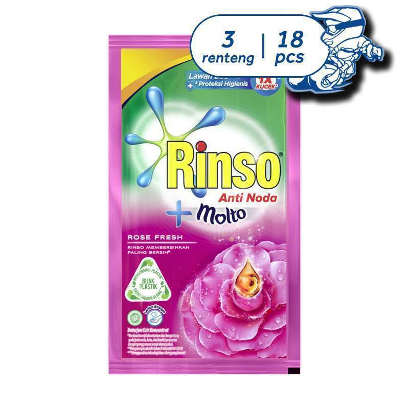 Jual RINSO MOLTO Pink Rose Fresh [38 mL x 18 pcs | 3 Renteng] Detergen ...