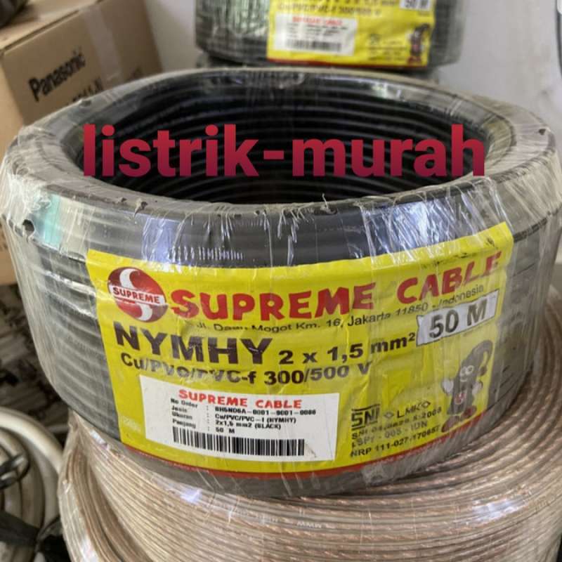 Jual Supreme Nymhy Nyyhy 2x1.5 Kabel Listrik 50 Meter Serabut Rambut ...