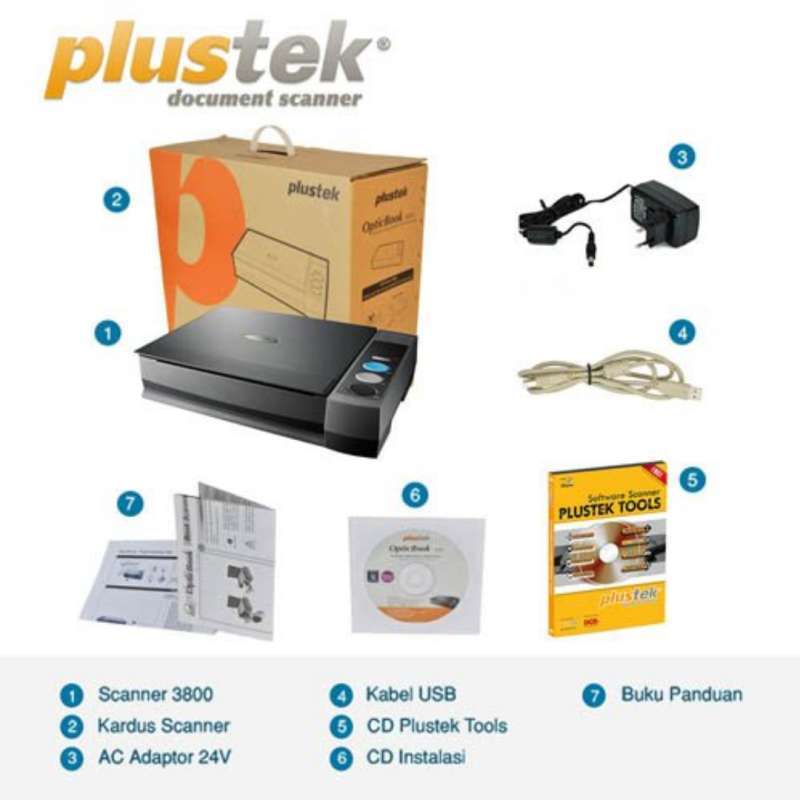 Jual Scanner Plustek Opticbook 3800l Flatbed - 7 Detik/lembar - (a4) Di ...
