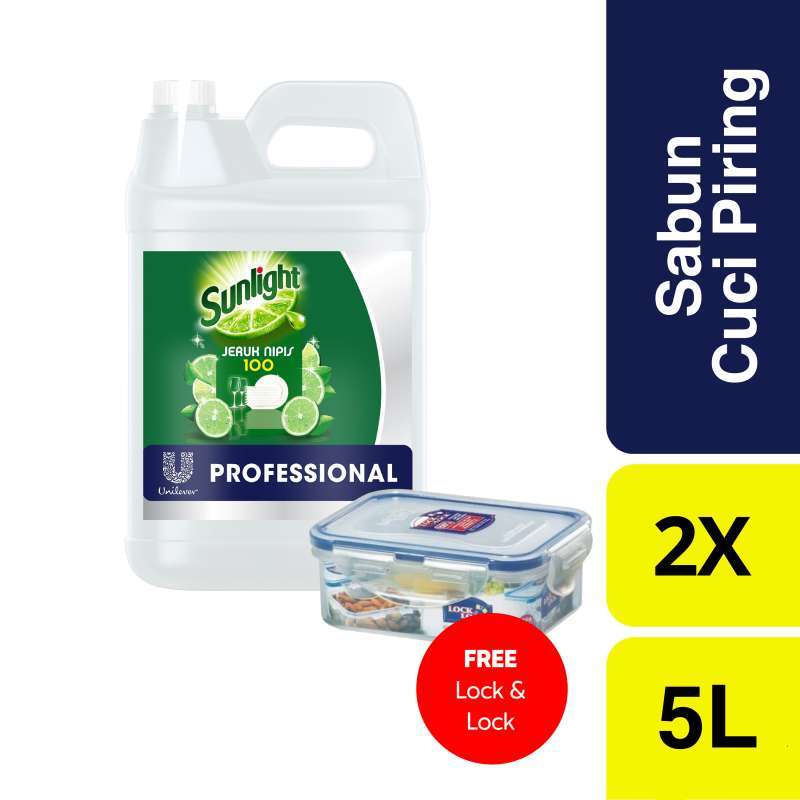 Jual [FREE TEMPAT MAKAN] Sunlight Professional Sabun Cuci Piring Cair Jeruk Nipis 5L Jerigen (2 ...