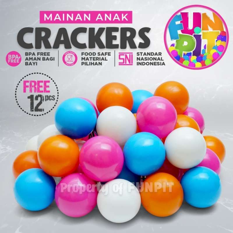 Jual Free 12 Bola Cracker Series Mandi Bola Plastik Mainan Anak Sni di ...