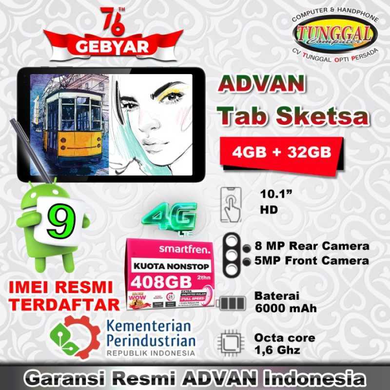 Jual Advan Tab Sketsa 10 Inci 4GB 32 GB + Stylus pen + Softcase fullset di Seller Tunggal ...