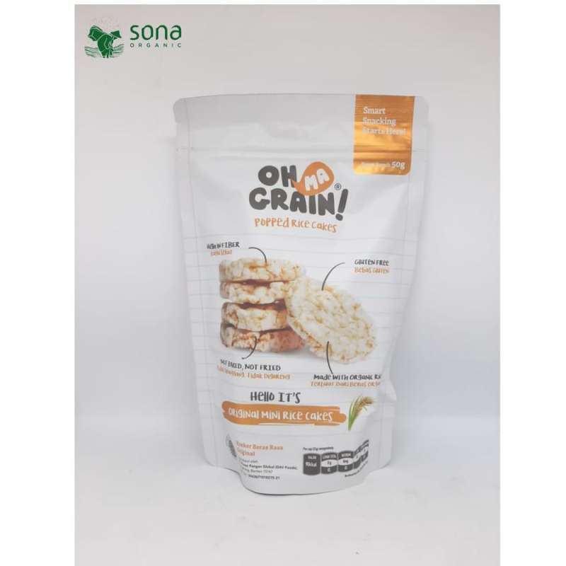 Promo Oh Ma Grain - Popped Rice Crackers rasa Original 50gr Diskon 12% ...
