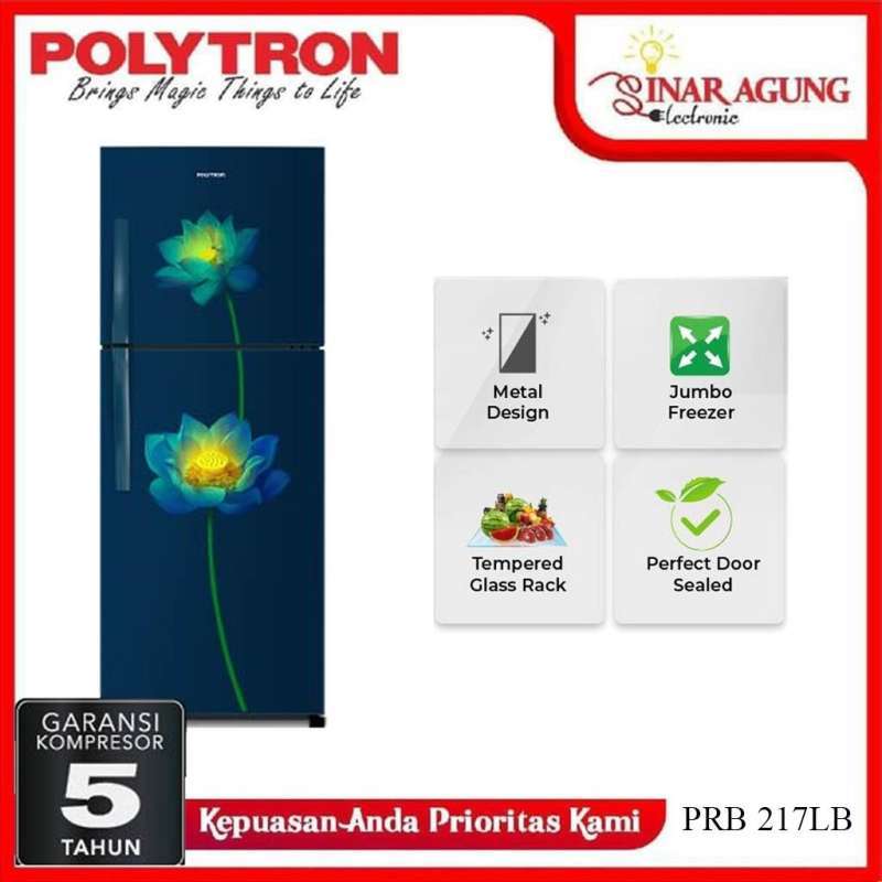 Promo POLYTRON KULKAS 2 PINTU BEAUTY STEEL 210 LITER PRB 217LB - 100% ...