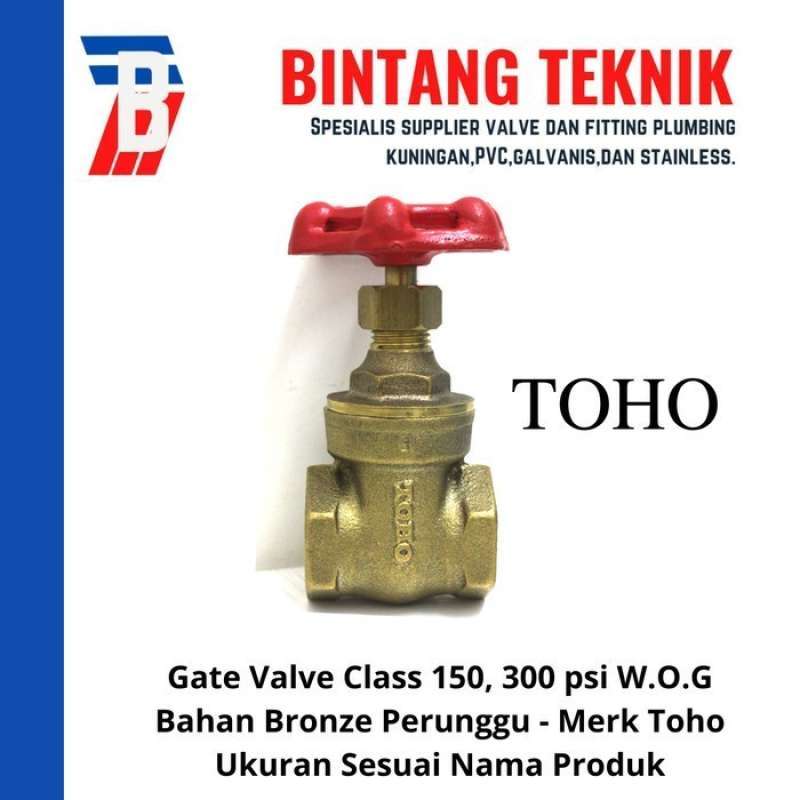 Jual Gate Valve 1/2 inch Bronze Toho Class 150 di Seller Toko Bintang ...