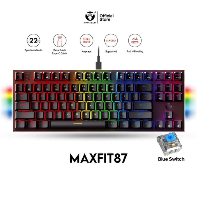 Jual Fantech MK856 MAXFIT87 RGB TKL Mechanical Gaming Keyboard - Hitam ...