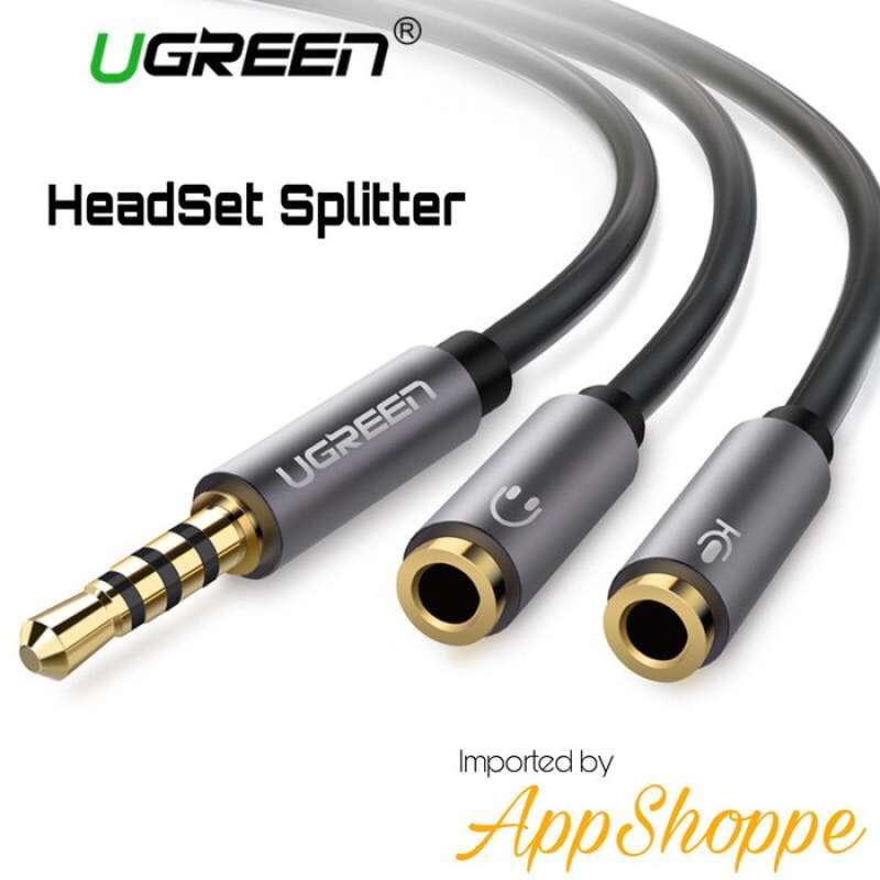 Jual UGREEN SPLITTER HEADSET NYLON AUDIO MIC 3.5MM HEADPHONE MICROPHONE ...