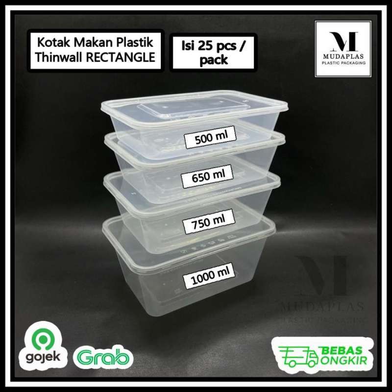 Jual Kotak Makan Plastik Thinwall 650 Ml Persegi Panjang Rectangle 25