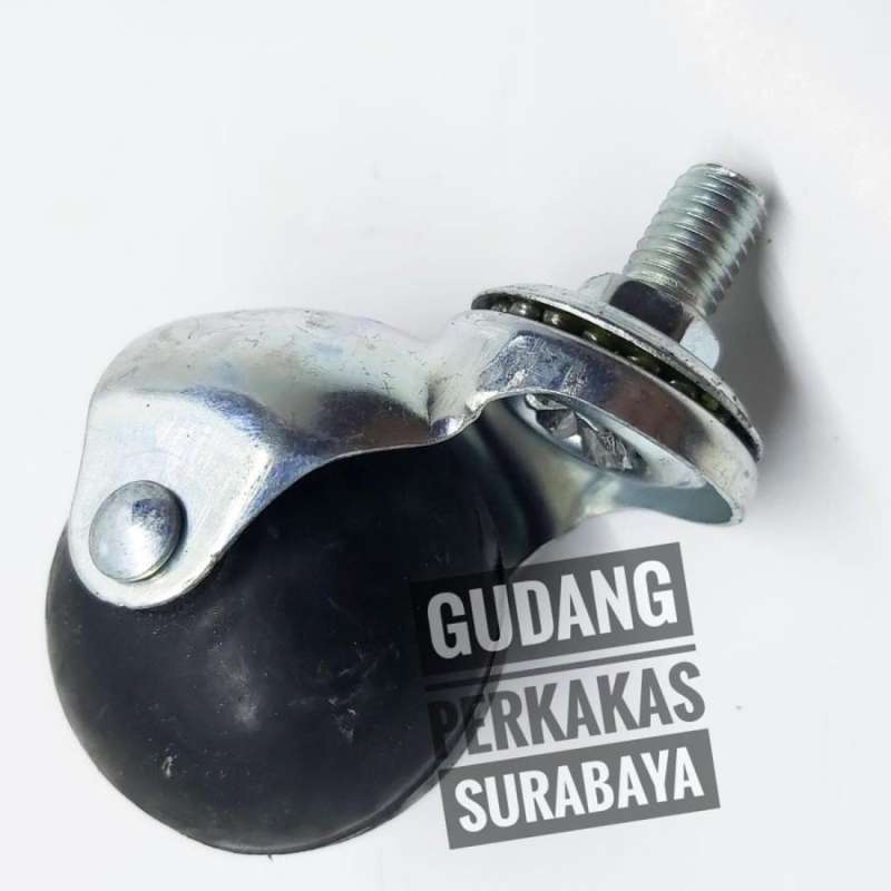Jual Roda Kursi Bulat 2 In Drat Kasar M10 P1.5 Baut Roda Caster Karet ...