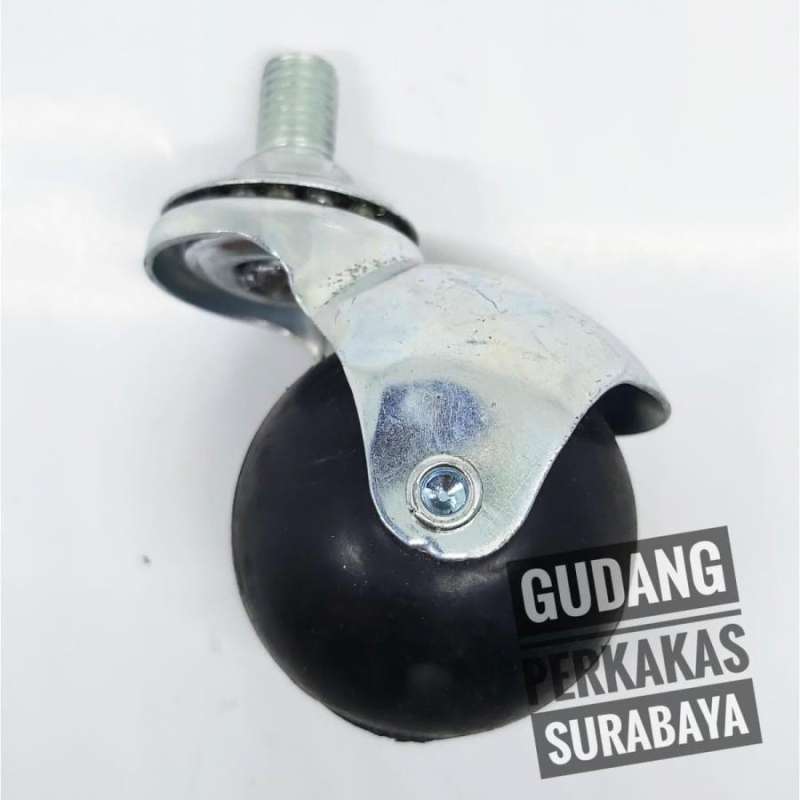 Jual Roda Kursi Bulat 2 In Drat Kasar M10 P1.5 Baut Roda Caster Karet ...
