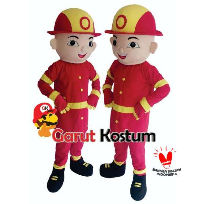 Jual kostum maskot badut ipin pemadam kebakaran setelan costume lucu ...