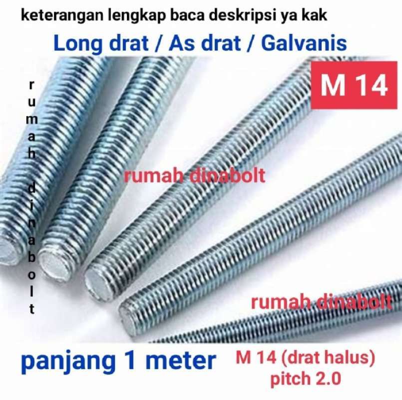 Jual Long Drat M14 Galvanis / As Drat M14 Galvanis / Panjang 1 Meter di ...