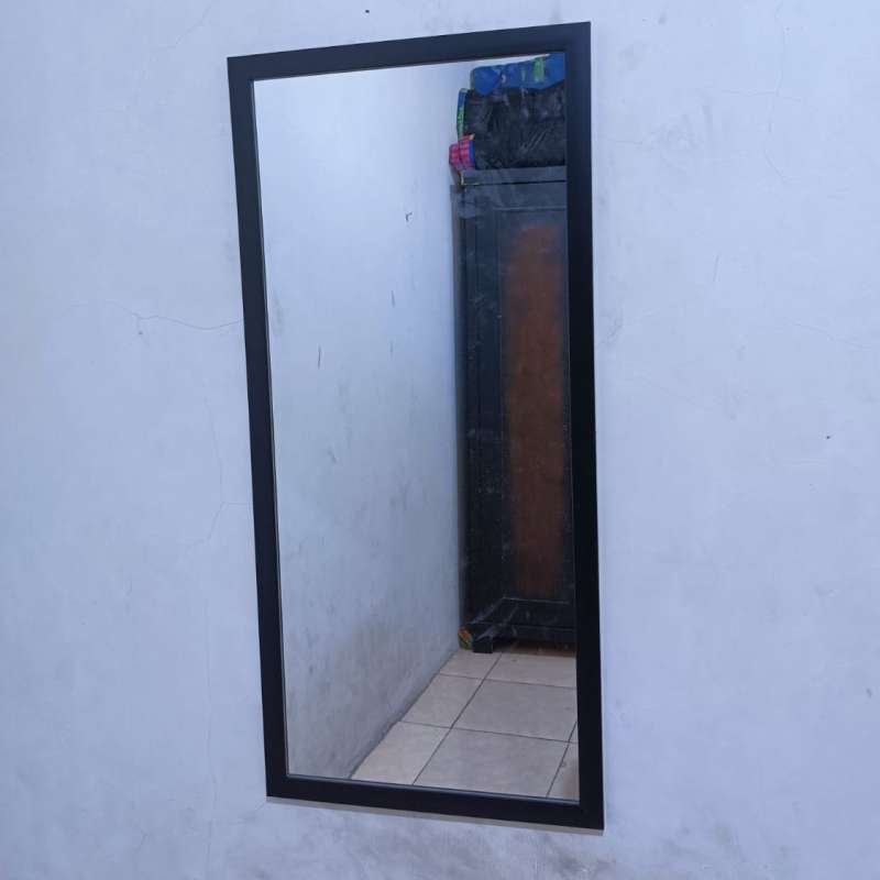 Jual Kaca Cermin Dinding / Tembok Ukuran 45x127Cm Full Bingkai - Hitam ...
