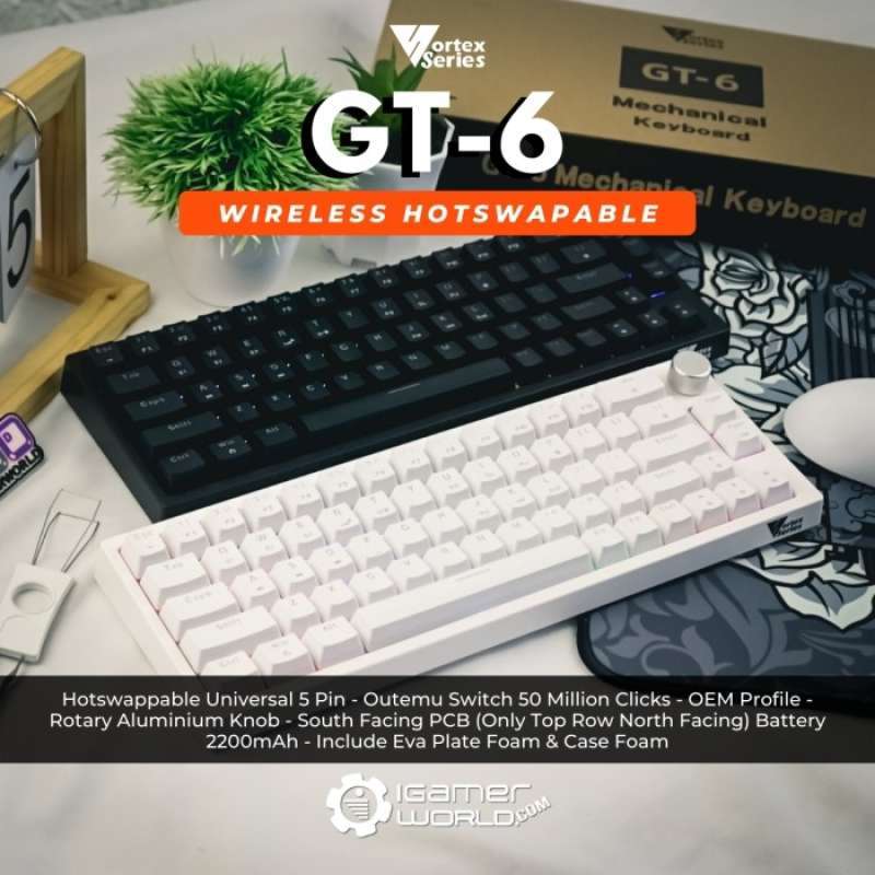 Jual Vortexseries Gt-6 / Gt6 Wireless Hotswap Mechanical Keyboard ...