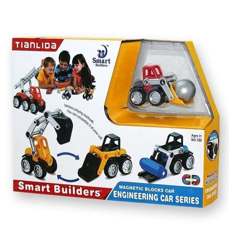 Jual Mainan anak mobil magnet smart builder engineering car series ...