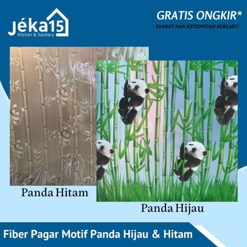 Jual Fiber Pagar Motif Panda | Fiber Penutup Pagar Rumah | Hitam ...