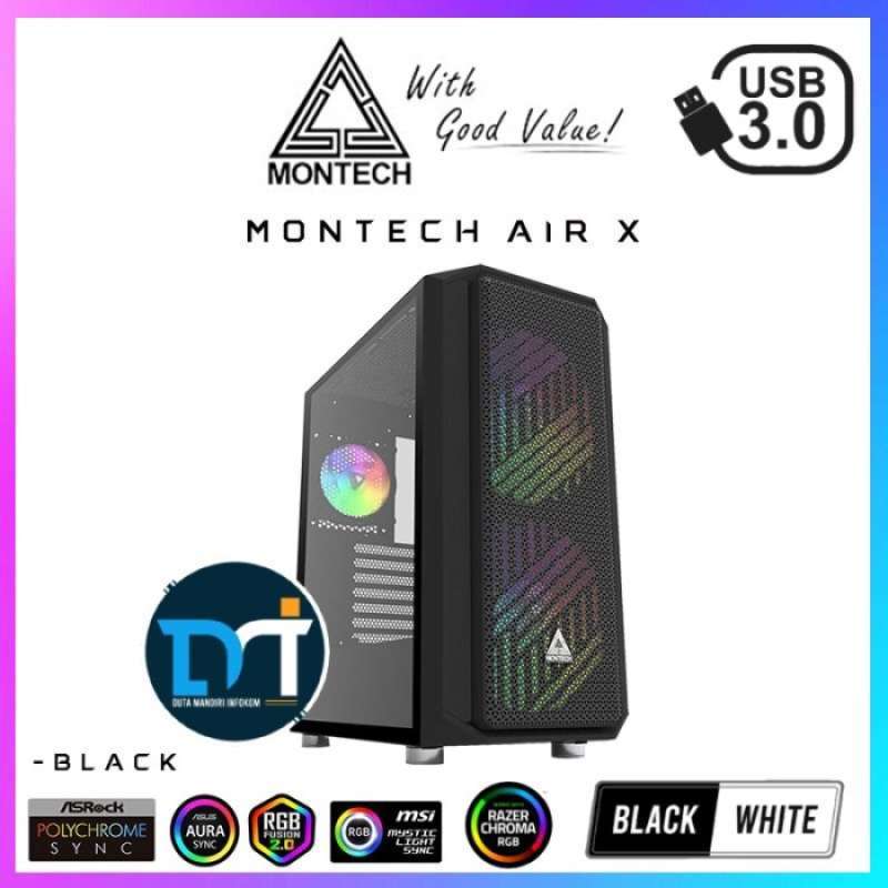 Promo Montech Air X White Airflow Mesh - Tempered Glass Atx Gaming Case ...